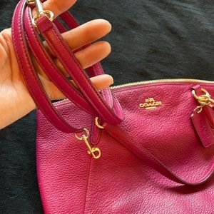 Coach | Bags | Coach Pebbled Leather Dark Pink Bag | Poshmark